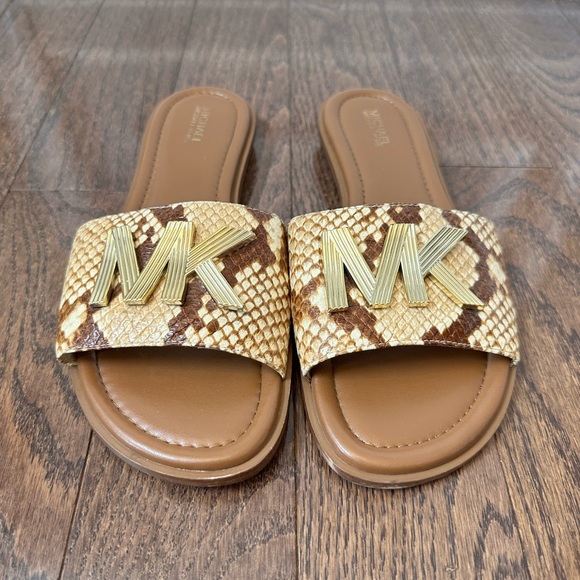 MICHAEL Michael Kors | Shoes | Michael Kors Mk Logo Snake Print Flat ...